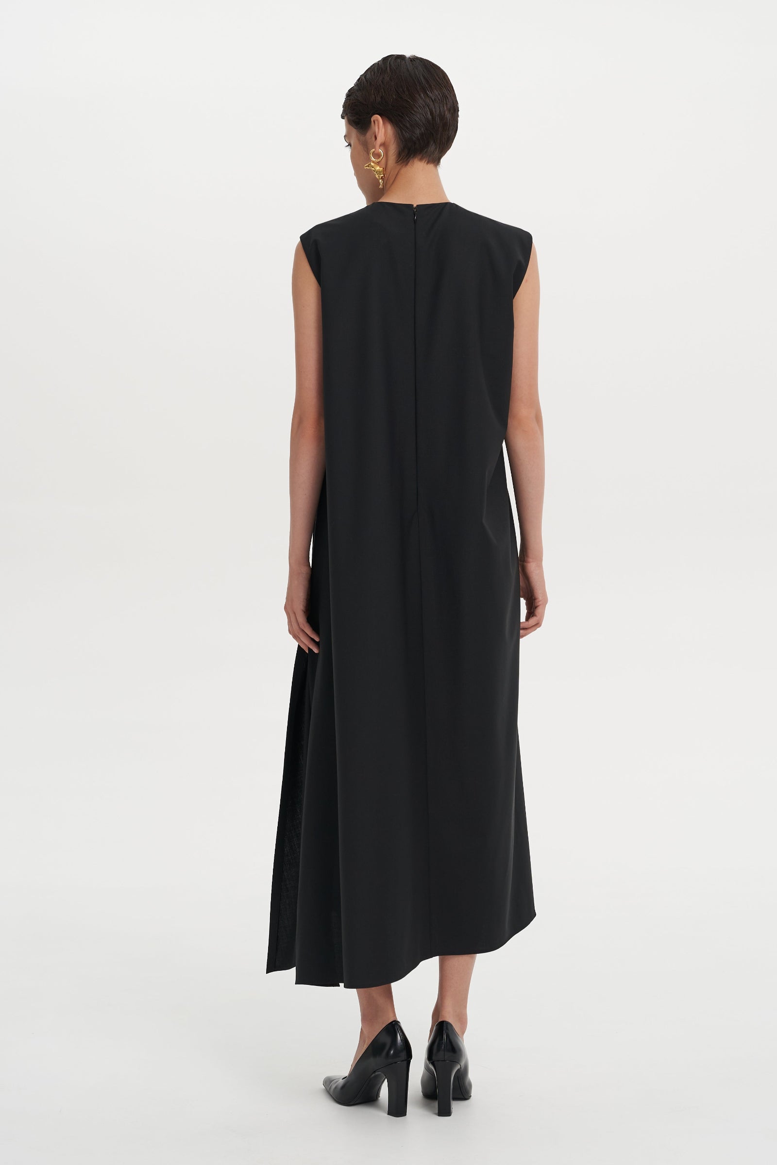 ASTRAL Asymmetric Wool Dress – Black | LITKOVSKA