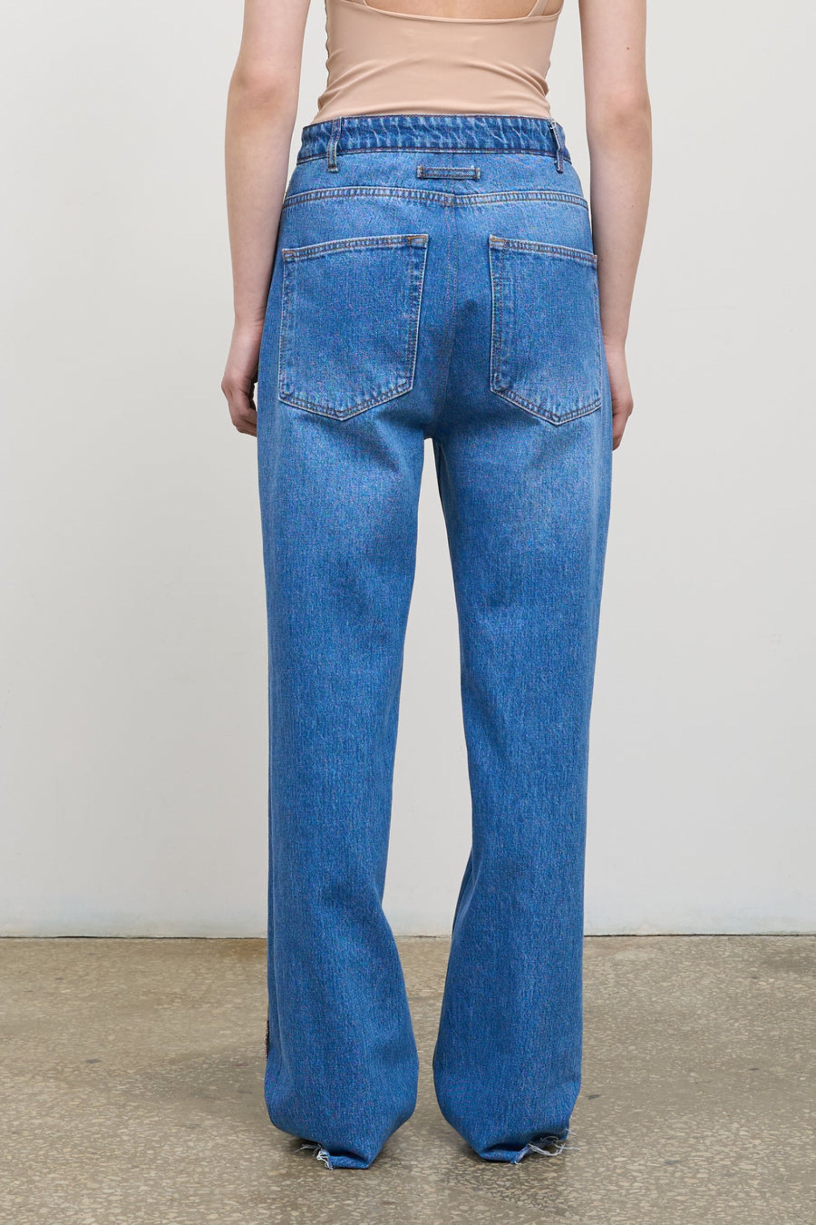 Deconstructed Offset-Zip Jeans – LITKOVSKA Reworked Denim Design