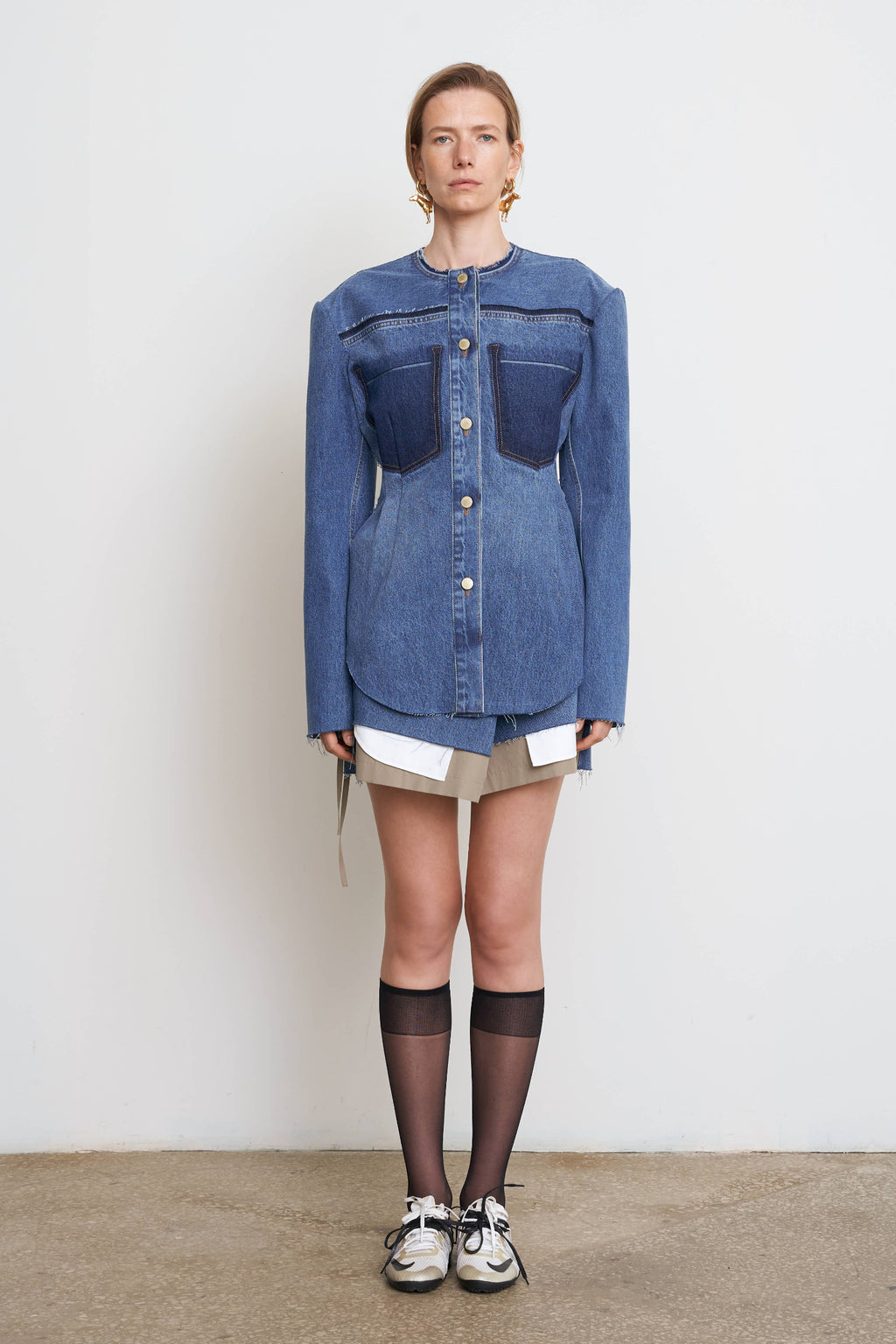 Waist Fitted Denim Jacket – LITKOVSKA Tailored 100% Cotton Denim